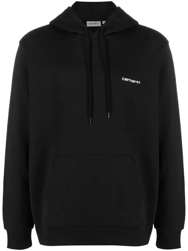 Carhartt Work In Progress Script Embroidered Pullover Hoodie - Black