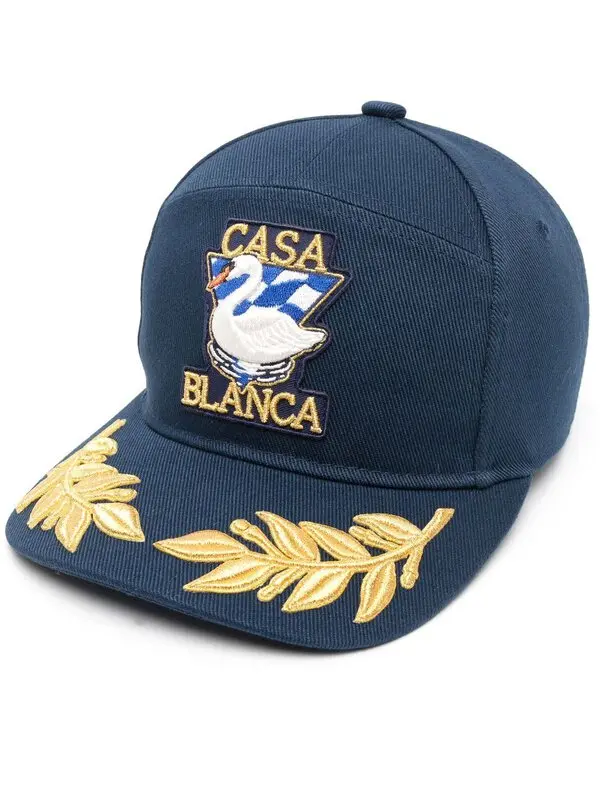 Casablanca Swan Embroidered Cap In Blue - 30% Off | Editorialist
