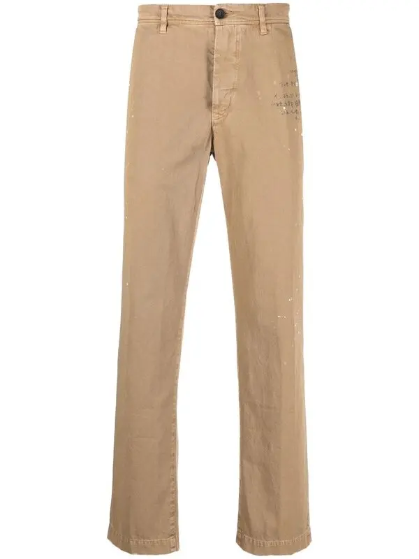 Incotex Text-print Straight-leg Trousers
