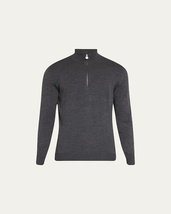 Kiton Wool Half-zip Sweater - Gry