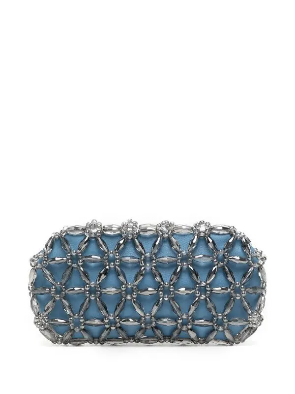 0711 TBILISI Faceted Bead-embellished Clutch - Blue