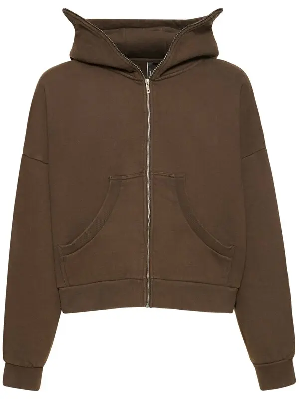 Entire Studios Washed Cotton Full-Zip Hoodie - Brown | Editorialist