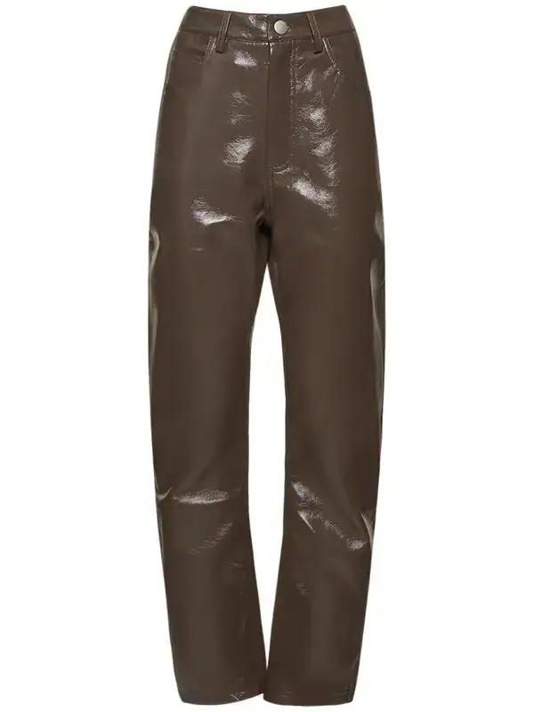 Entire Studios Wet Faux Leather Pants In Brown - 30% Off 