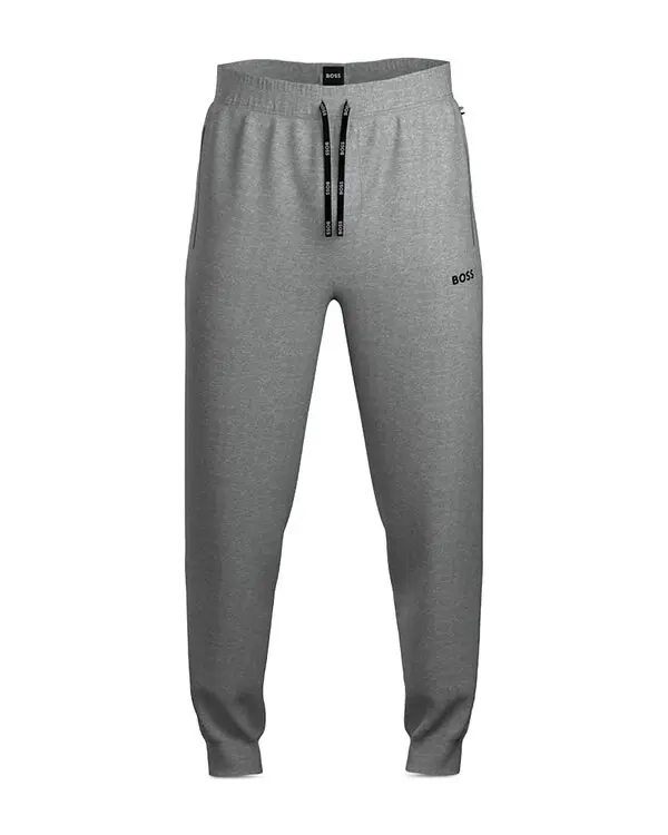 Hugo Boss Mix & Match Cotton Blend Logo Print Joggers Regular Fit - Medium Gray