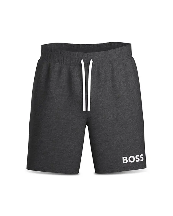 Hugo Boss Ease Cotton Logo Print Shorts - Medium Grey