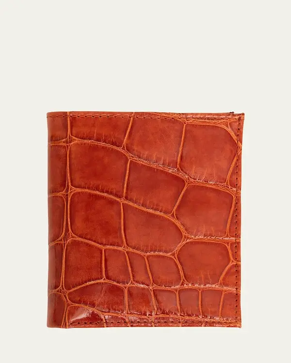 Abas Glazed Alligator Compact Wallet; Monogram Available - Orange ...