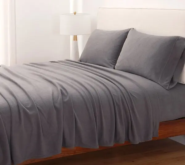 MALDEN MILLS Solid Polarfleece Sheet Set Berkshire Qn