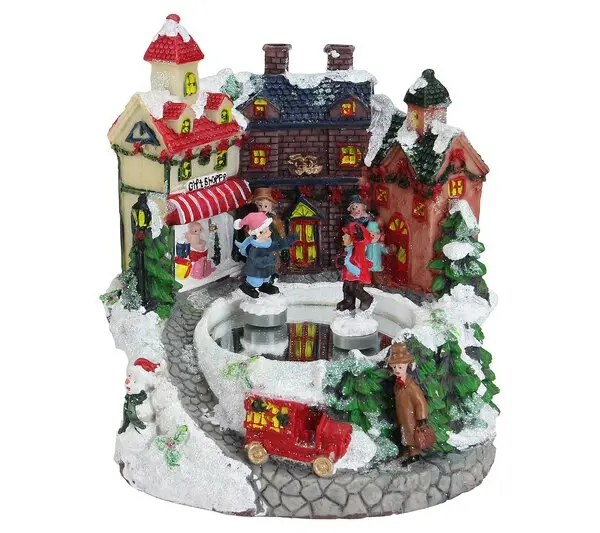 NORTHLIGHT 6.5' Victorian Village Ice Skating M Sic Box