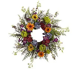 NEARLY NATURAL 24' Spring Garden Wreath W/twig Base Nearly Atural