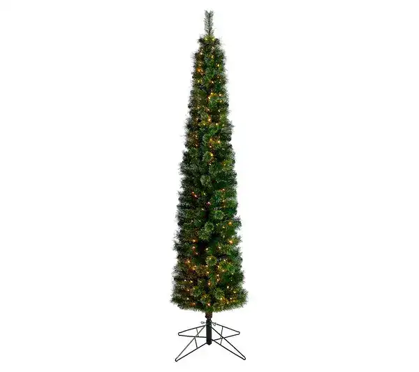 NEARLY NATURAL 8' Green Pencil Tree W/200 Clear Lights - One-color ...