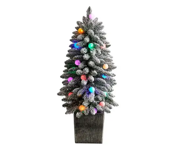 NEARLY NATURAL 3' Flocked Highland Fir Christma S Tree/planter
