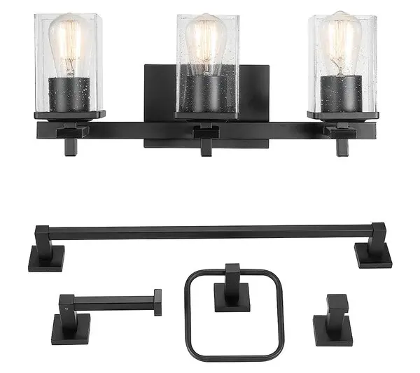 GLOBE ELECTRIC Dakota 5-piece All-in-one Bathro Om Lighting Set