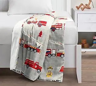 LUSH DECOR Make-a-wish Fire Truck Rev. Red 2-pc 40x60, 7lbs