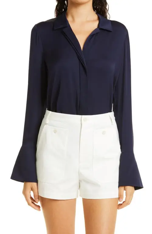 Kobi Halperin Liv Stretch Silk Blouse - Midnight Blue