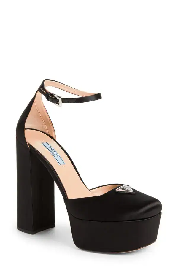 Prada Plateau Ankle Strap Platform Pump Nero Editorialist