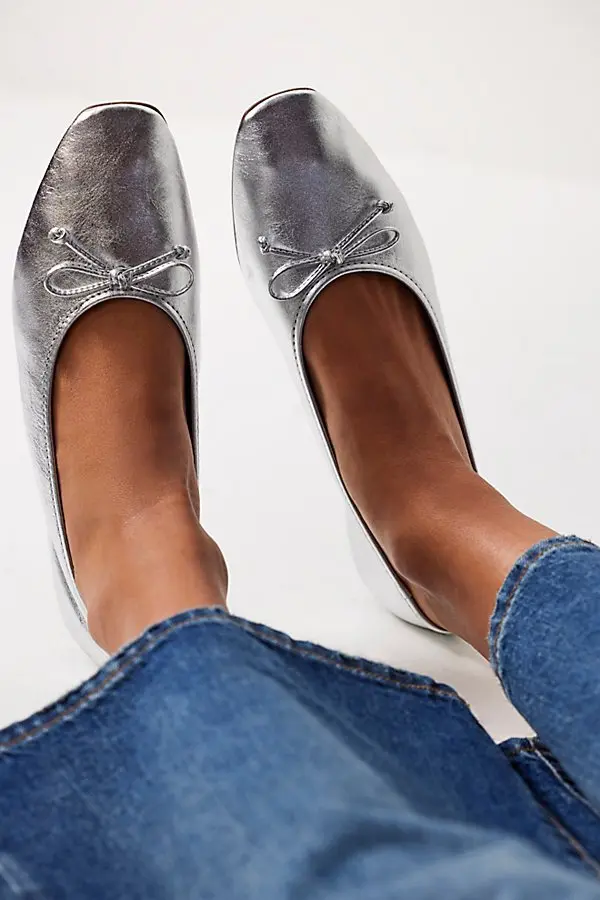 Schutz Arissa Flats Silver Editorialist