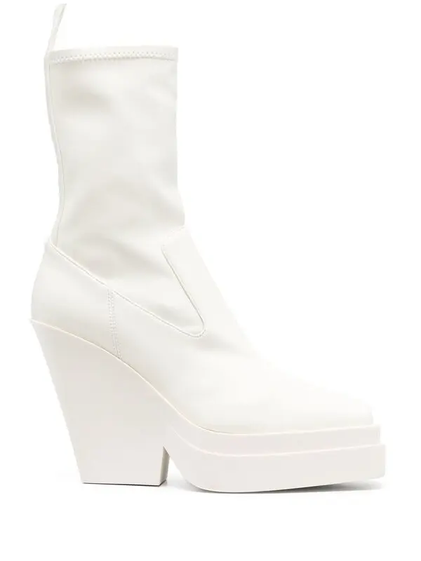 GIABORGHINI 120mm Tapered-heel Leather Boots - White