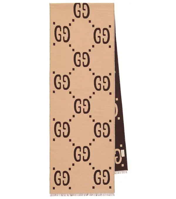 Gucci Gg Jacquard Wool And Silk Scarf - Multicoloured