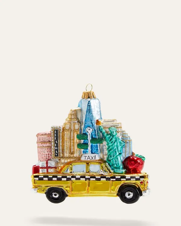 EXCLUSIVE Nyc Taxi With Buildings Christmas Ornament