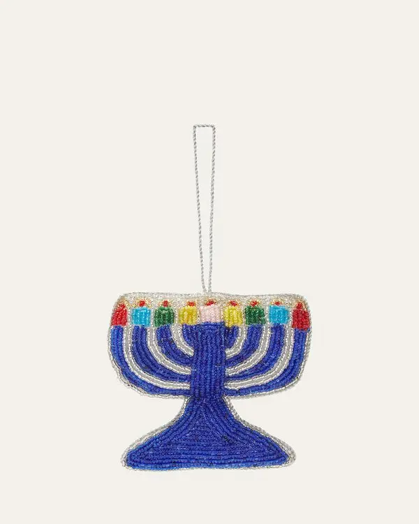 SUDHA PENNATHUR Beaded Hanukkah Menorah Ornament