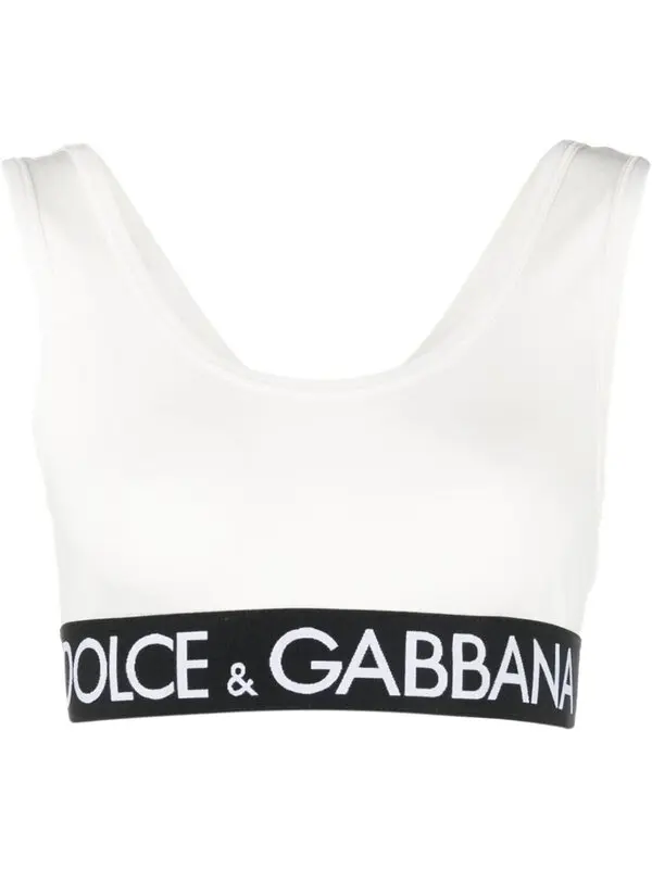 Dolce & Gabbana Logo-Band Cropped Tank Top In White - 50% Off ...
