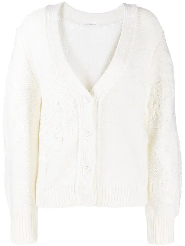 Cecilie Bahnsen V-neck Woollen Cardigan - White
