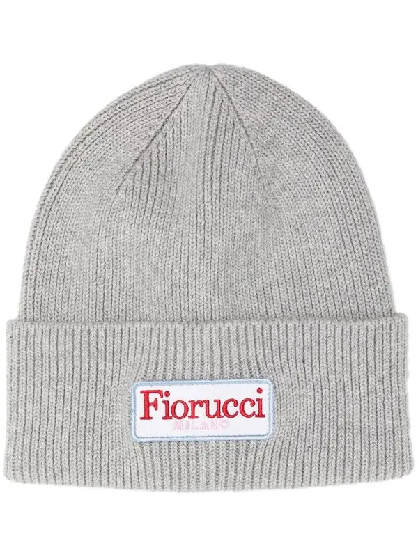 Fiorucci Logo-patch Knit Beanie - Grey | Editorialist