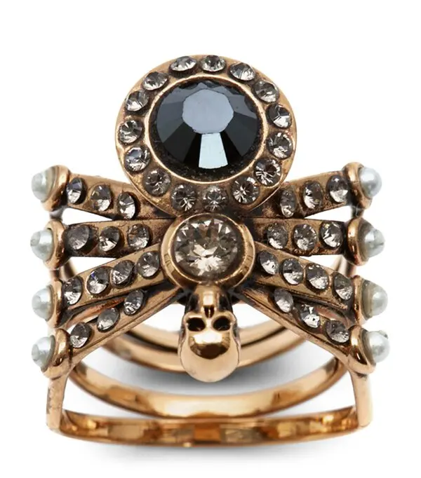 Alexander McQueen Embellished Spider Ring - Metallic