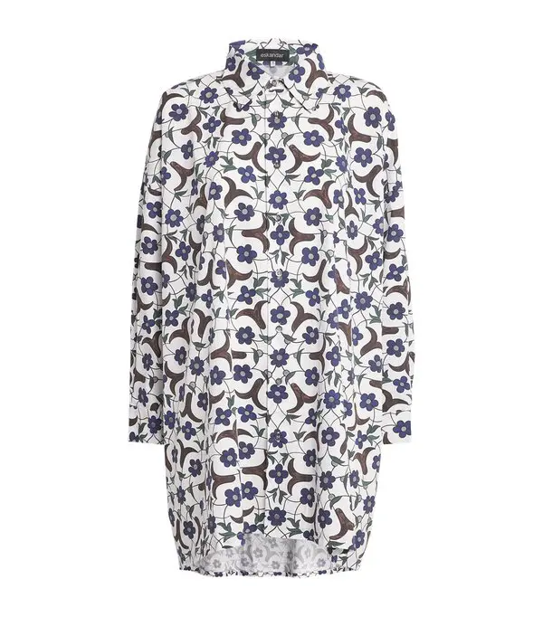 Eskandar Printed A-line Shirt - Brown