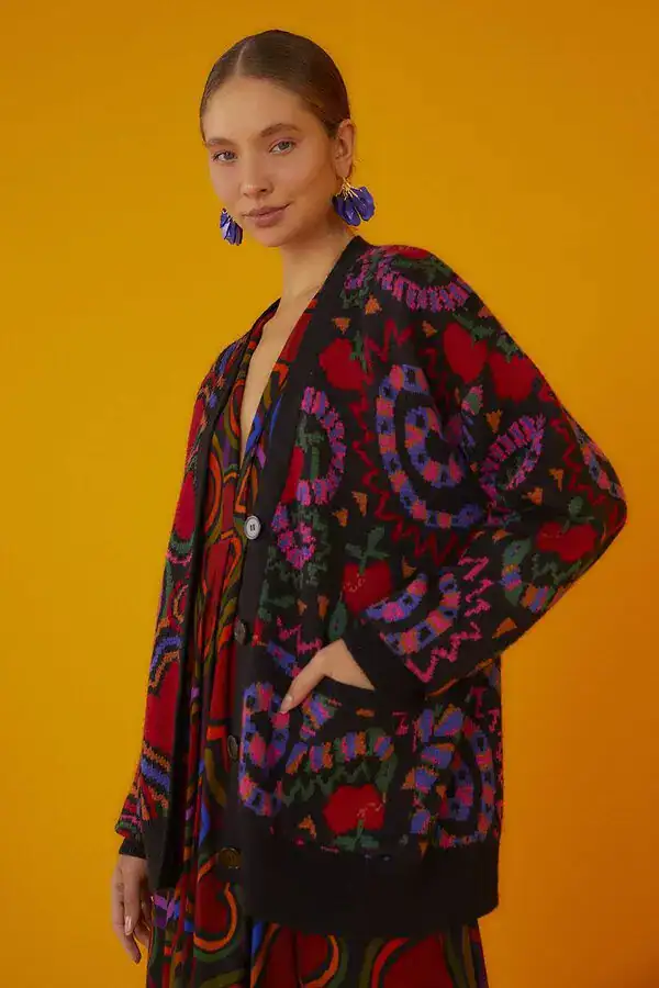 Farm Rio Mixed Wild Hearts & Jungle Fruits Cardigan In Multi - 50% Off ...