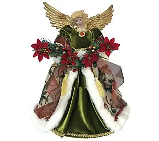 SANTA'S WORKSHOP 16' Pointsettia Angel Tree Topper Santa's Wo Rkshop