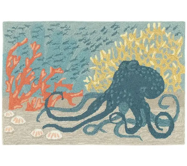 LIORA MANNE Frontporch Octopus Rug Ocean 24' X 6