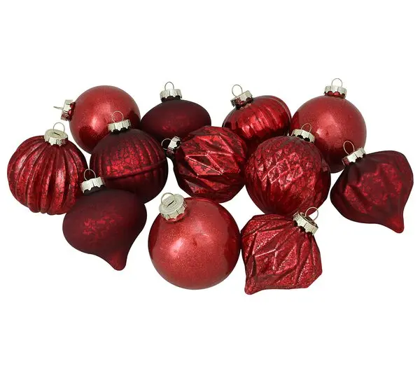 NORTHLIGHT 12-ct Red Mercury Style Glass Christ Mas Ornament