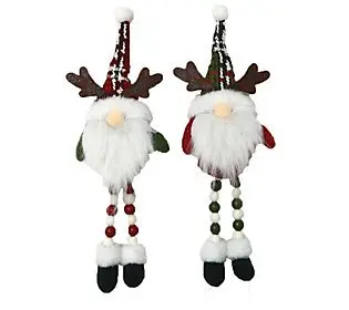 SANTA'S WORKSHOP 11' Reindeer Gnome Ornaments, Et Of 2