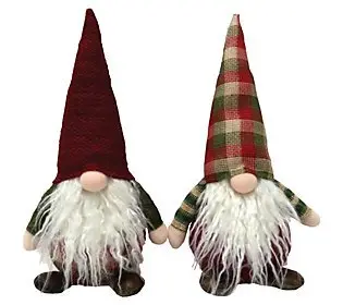 SANTA'S WORKSHOP 8' Plaid Gnomes, Set Of 2