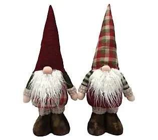 SANTA'S WORKSHOP 14' Plaid Gnomes, Set Of 2