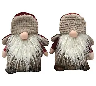 SANTA'S WORKSHOP 9' Old Plaid Gnomes, Set Of 2