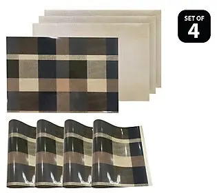 DAINTY HOME Set Of 12' X 18' Plaid Reversib Le Placemats