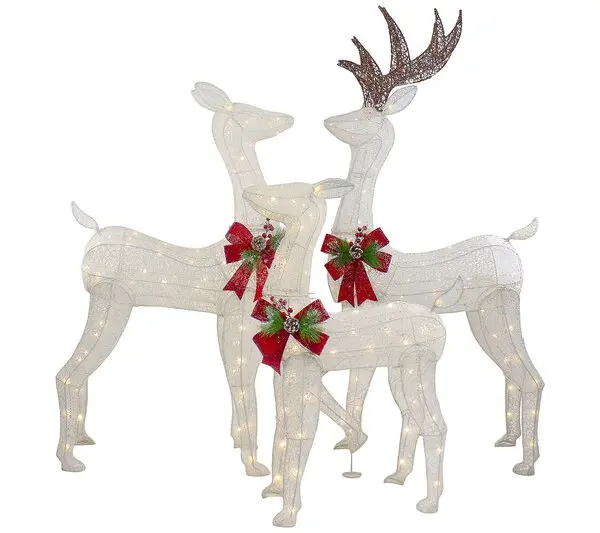 NORTHLIGHT Northlgiht S/3 Led Lighted Glittered Reindeer F Mily
