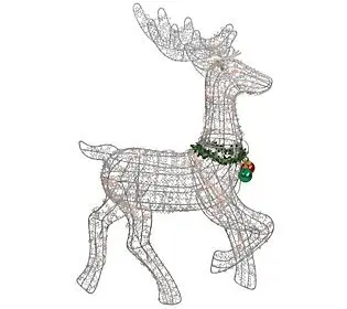 NORTHLIGHT Norhtlight 25' Silver & Green Lit Prancing Rein Eer Outdoor