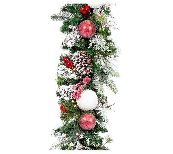 VILLAGE LIGHTING CO. Village Lighting 9' Pre-lit Led Garland-frosted Wonderland
