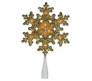 NORTHLIGHT 9' Pre-lit Gold Snowflake Christmas Ree Topper