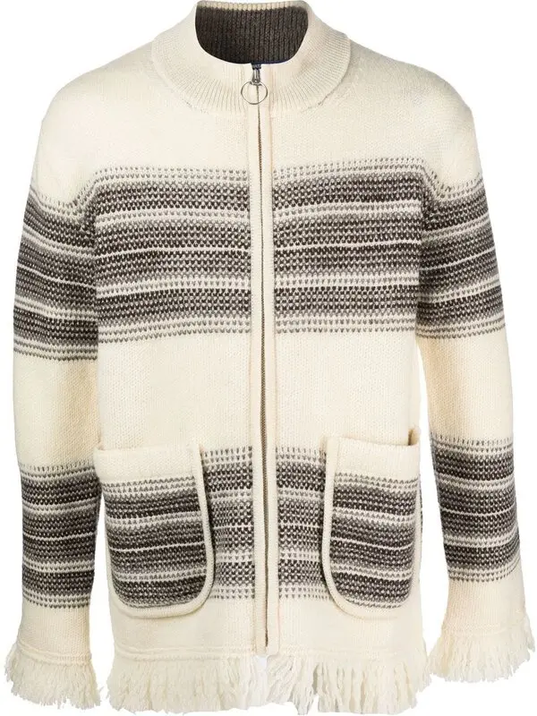 Junya Watanabe Stripe-pattern Zip-up Cardigan
