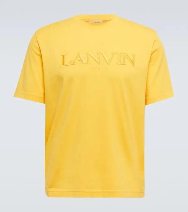 Lanvin Logo Embroidered Cotton T-Shirt In Yellow - 30% Off | Editorialist