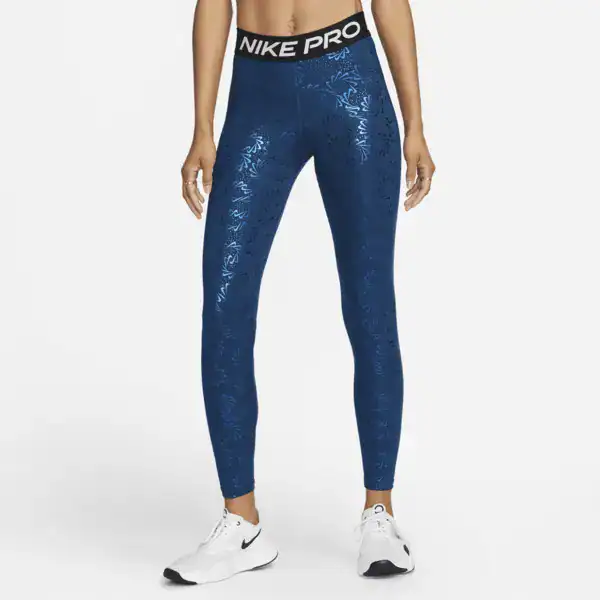 Nike Pro Mid-Rise Allover Print Leggings In Blue 28% Off