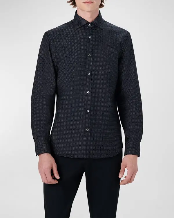 Etro Axel Dot-print Shaped Sport Shirt