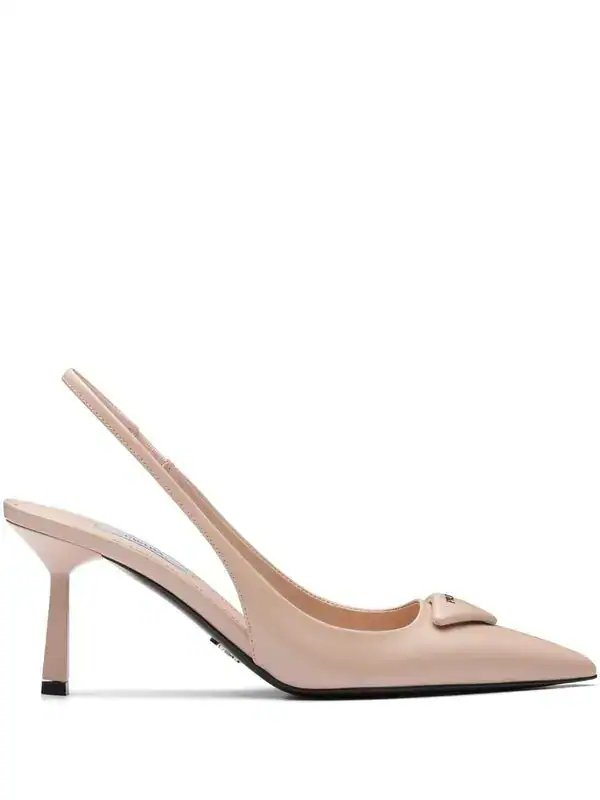 Prada Logo-plaque Slingback Pumps - Pink | Editorialist