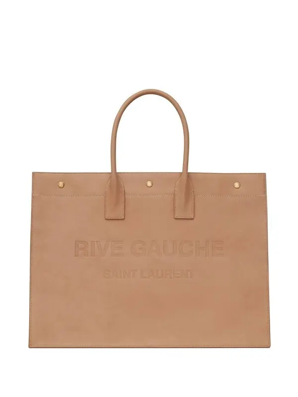 Saint Laurent Rive Gauche Leather Tote Bag - Neutrals
