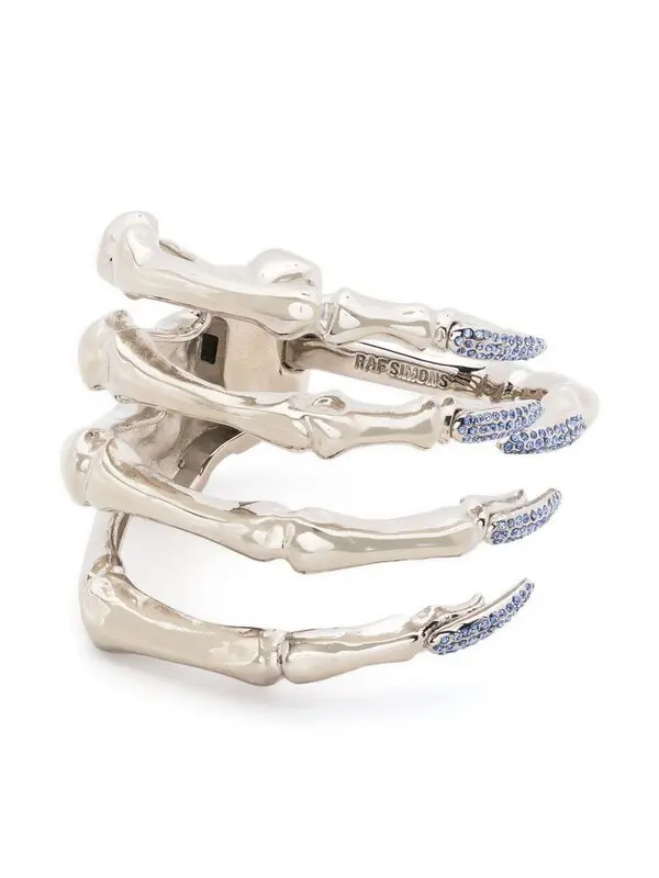 Raf Simons Crystal-Ebellished Skeleton Bracelet - Silver | Editorialist