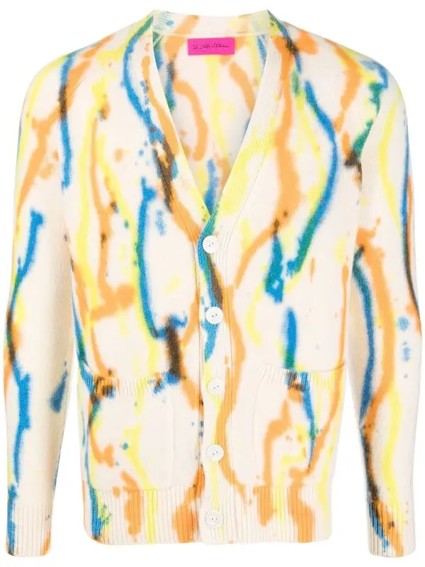 THE ELDER STATESMAN Painterly-print Cashmere Cardigan
